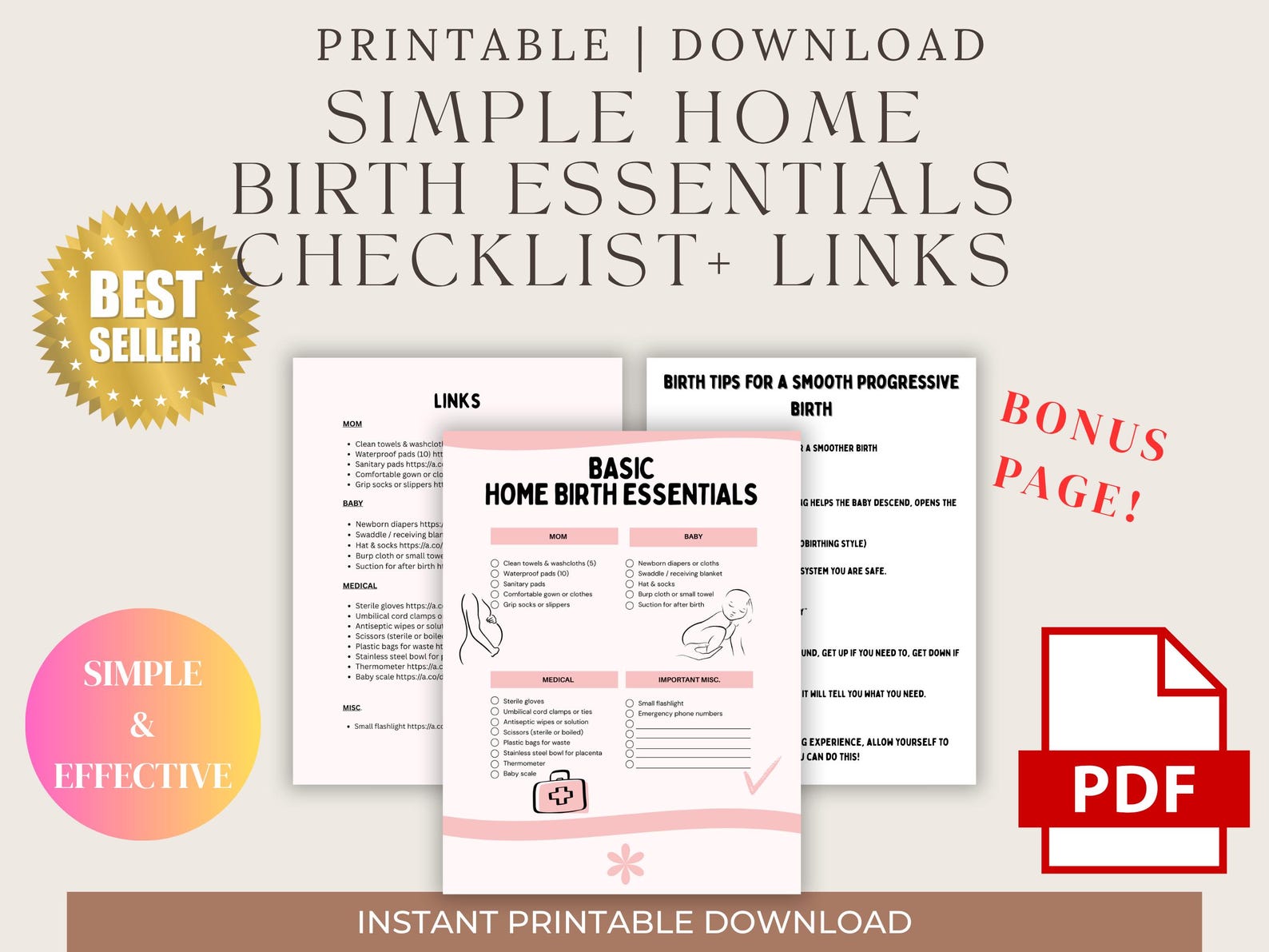 Simple Home Birth Essentials Checklist With Links Natural Birth Prep ...