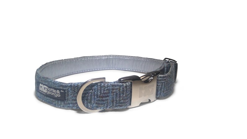 Milo's Blue Arrow Harris Tweed Dog Collar Bow Tie and Lead Set - Etsy