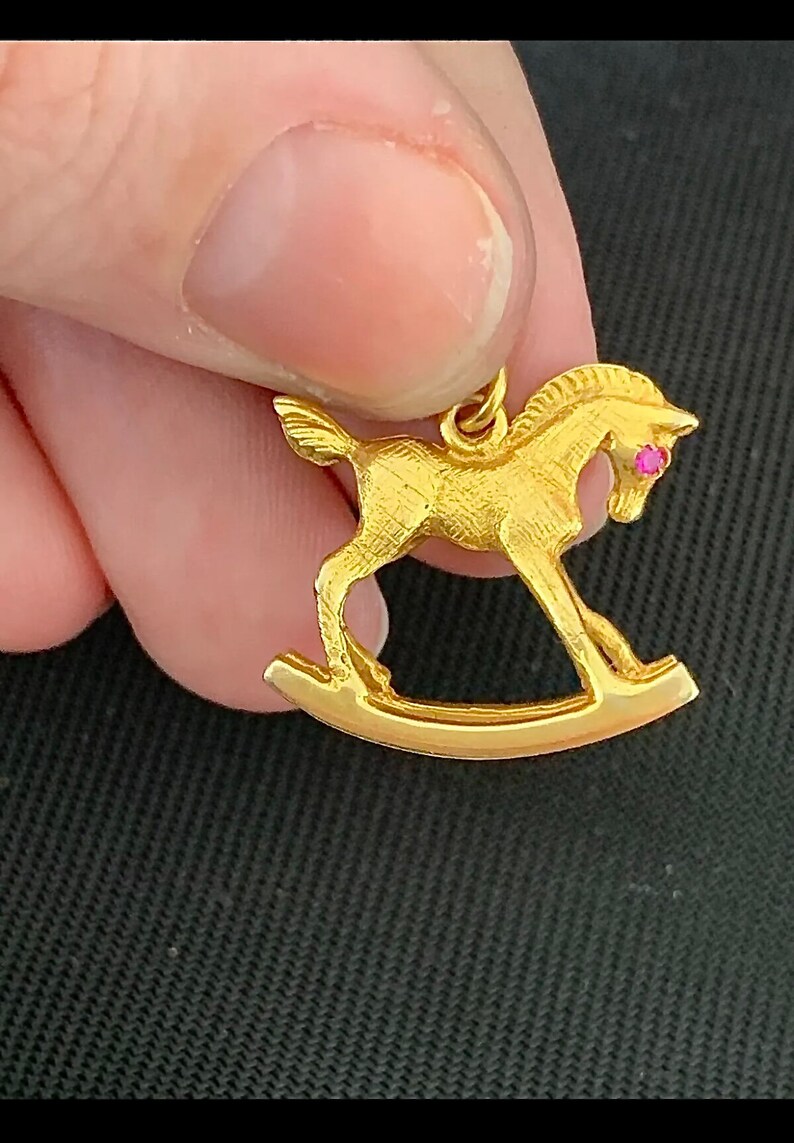 Rocking Horse With Rubys Eyes in Solid Gold 9ct 3.1g - Etsy