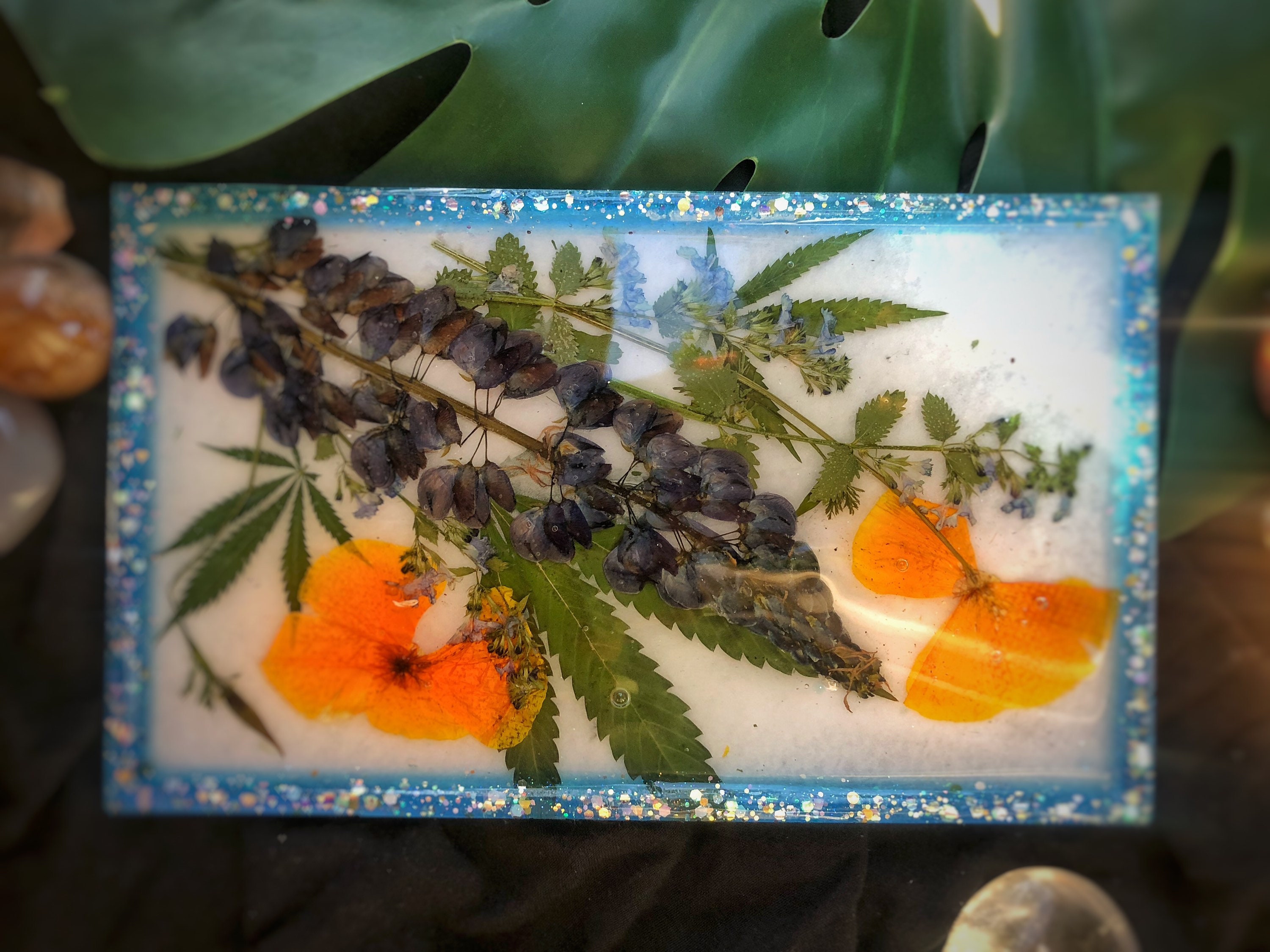 Lupin Cannabis Rolling Tray Floral Cannabis Tray Lupin and | Etsy