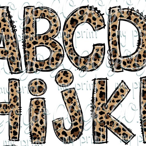 Alphabet Png Files Easter Doodle Letters Png Animal Print Font - Etsy