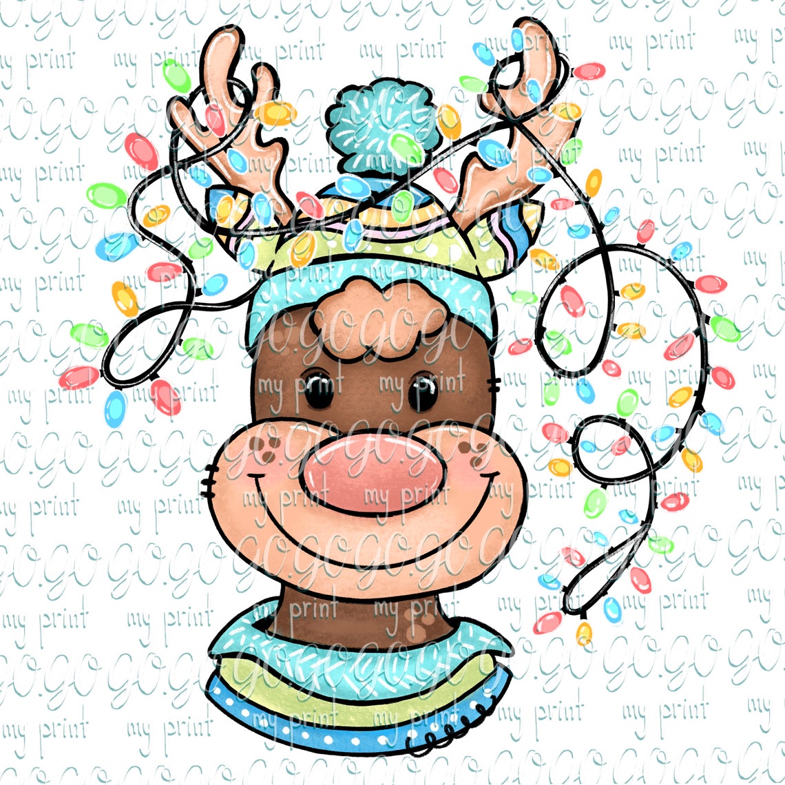 Christmas Png Files Reindeer Boy Png Christmas Lights - Etsy