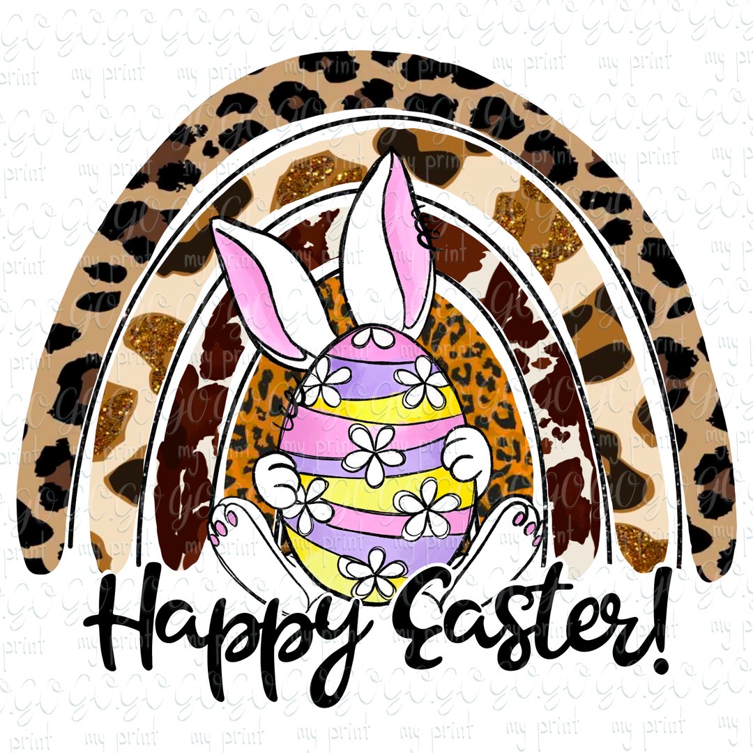 Leopard Rainbow Design, Cow Easter Png, Sublimation Designs, Bunny Ears ...