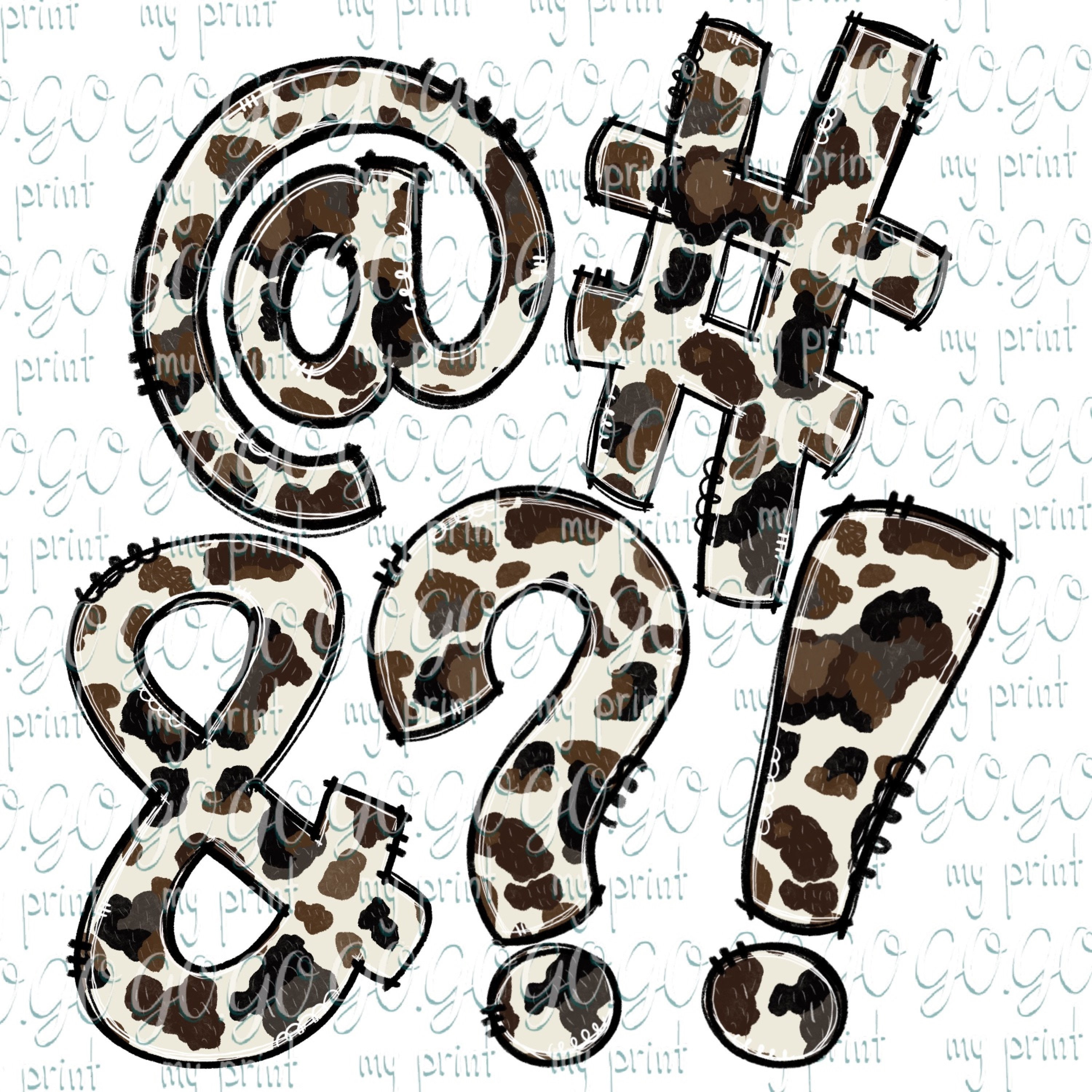 Alphabet Png Files Western Font Bundle Rustic Cow Animal Print - Etsy
