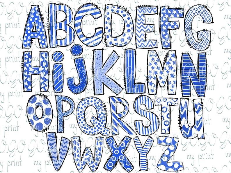 Alphabet Png Files Doodle Letters Png Bundle Hand Drawn Alpha - Etsy