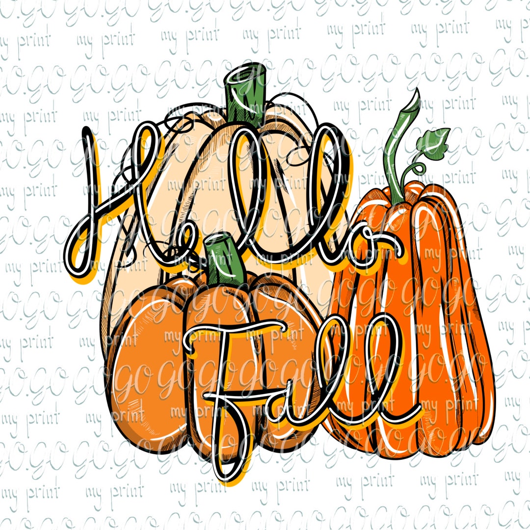 Fall Png Hello Fall Clipart for Fall Thanksgiving Hand Drawn Line Font ...