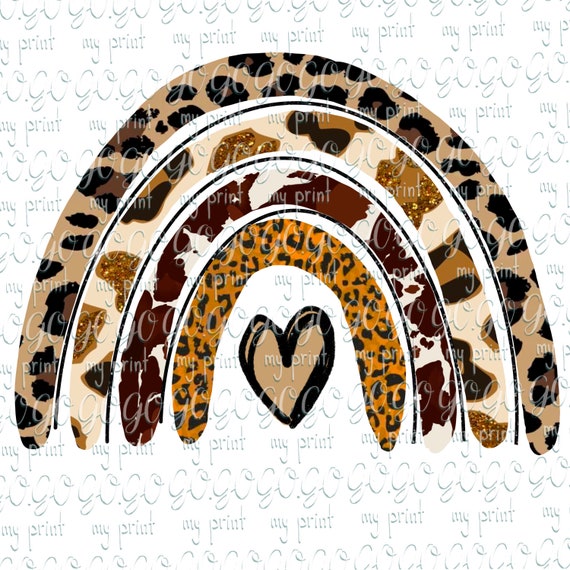 Leopard Rainbow Heart Png Sublimation Designs Cheetah Clip Art | Etsy