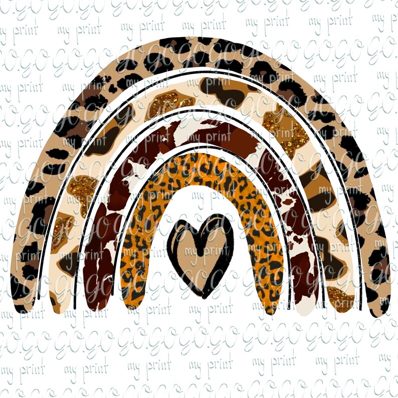 Leopard Rainbow Heart Png Sublimation Designs Cheetah Clip Art Rainbow ...