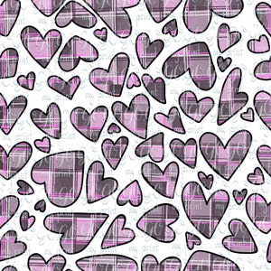 Valentines Day Background Pink Plaid Hearts Seamless Pattern Trendy ...