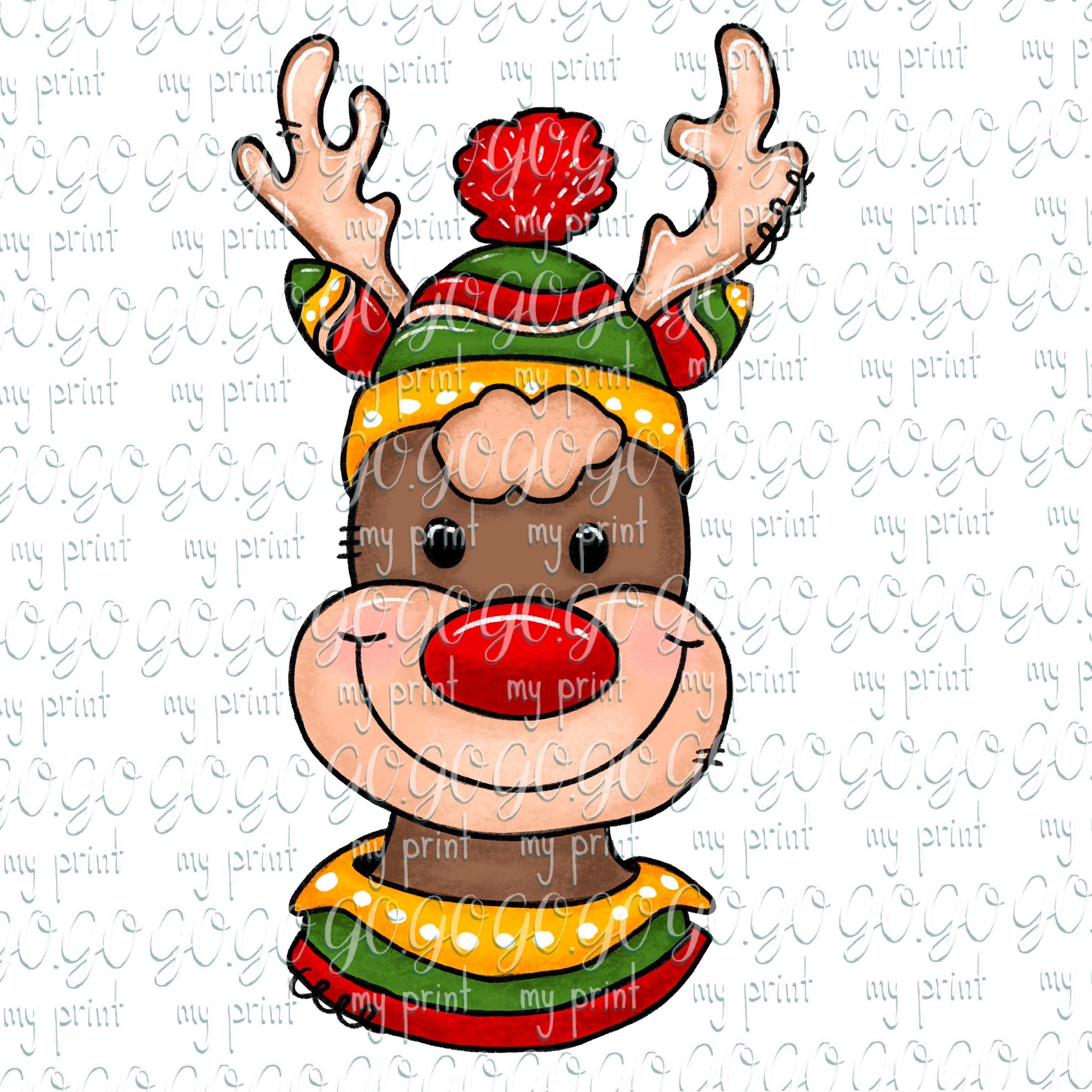 Reindeer Boy PNG File Red Nosed Clipart Kids Christmas - Etsy