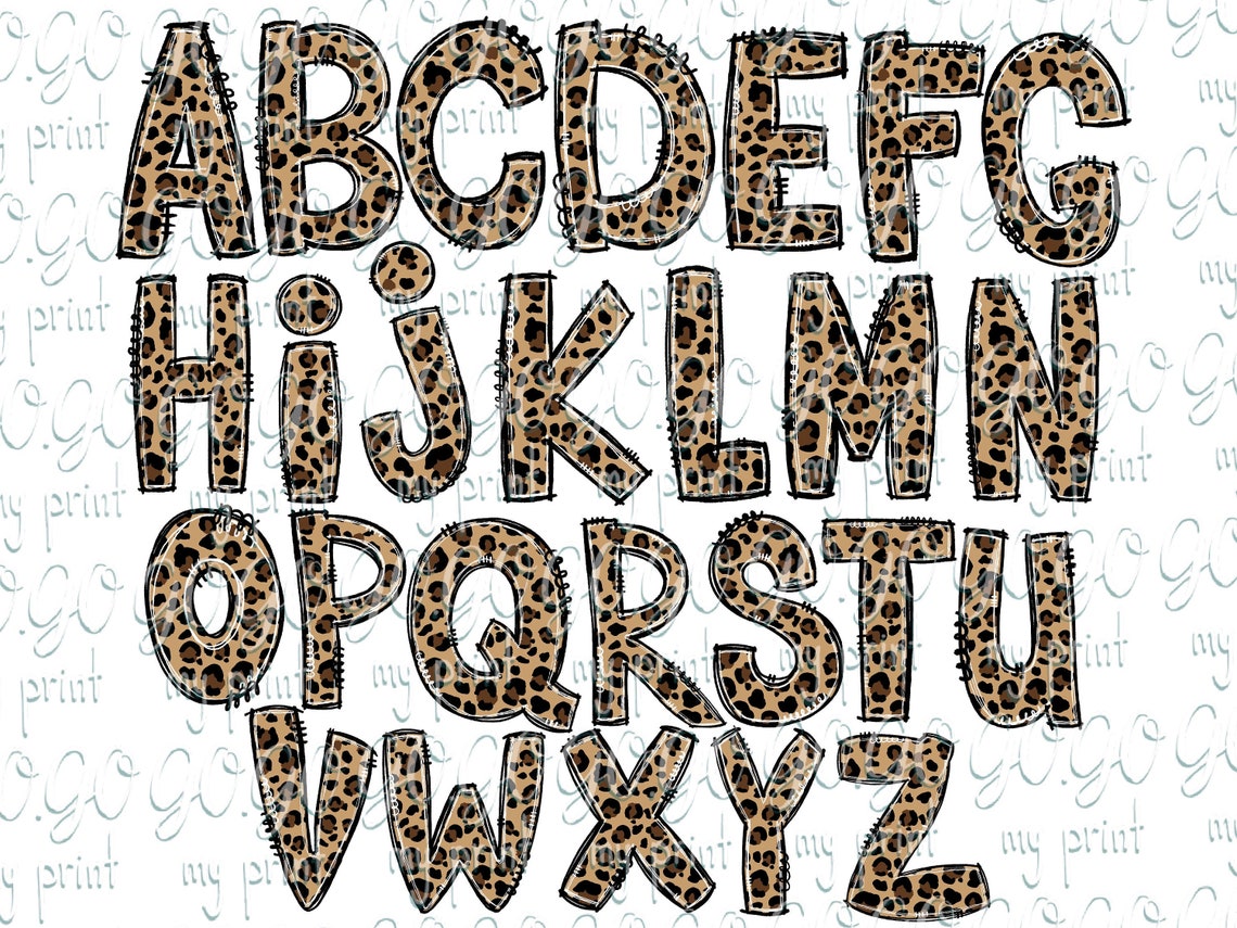 Alphabet Png Files Leopard Doodle Letters Cheetah Letters Png - Etsy