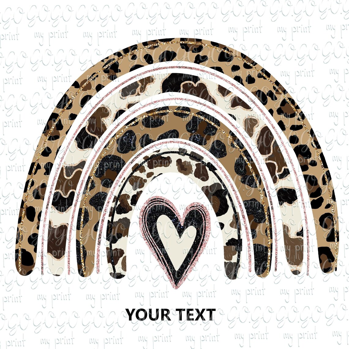 Leopard Rainbow With Heart Png Sublimation Designs Cheetah Clip Art ...