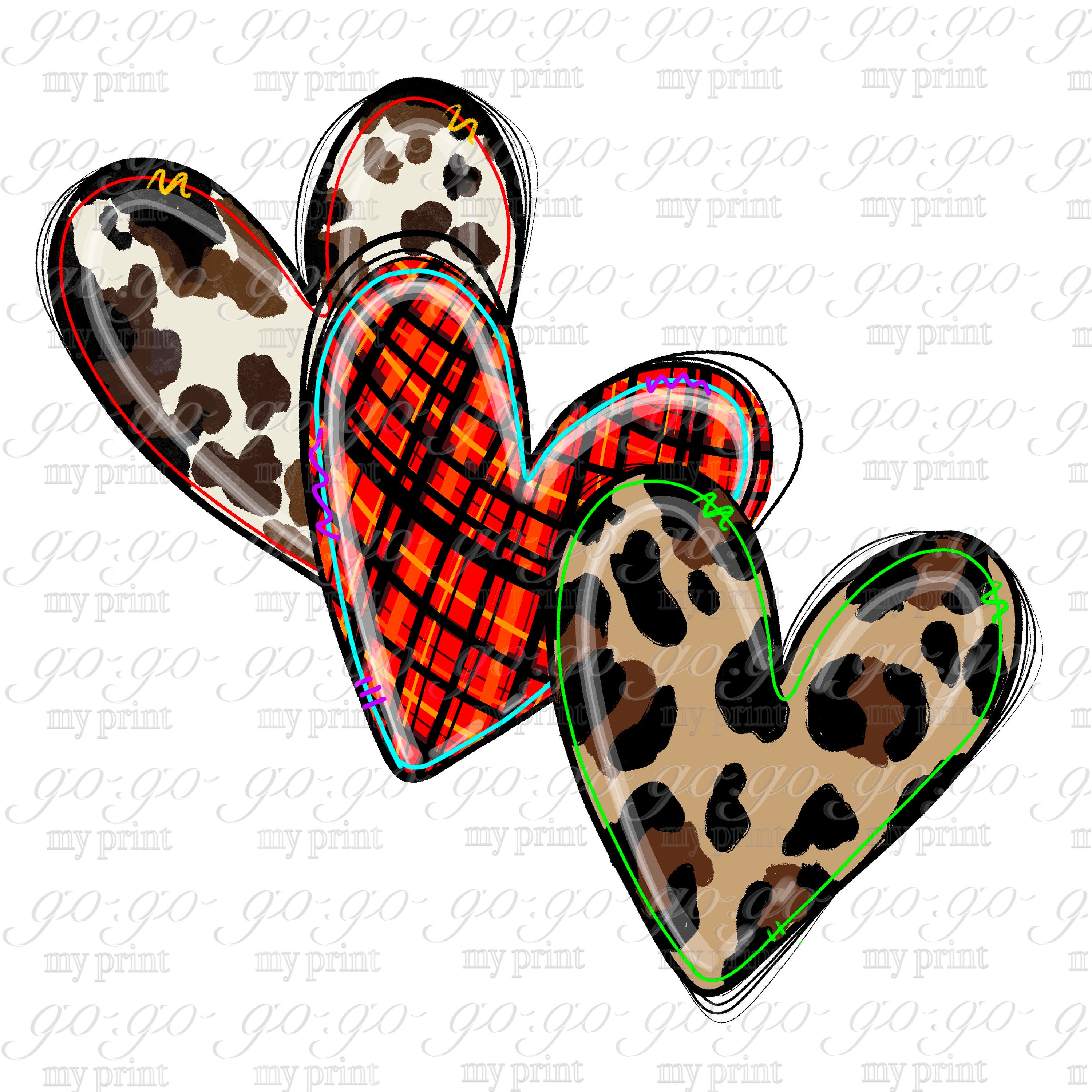 Valentines Day Png Three Leopard Hearts Png Valentine - Etsy
