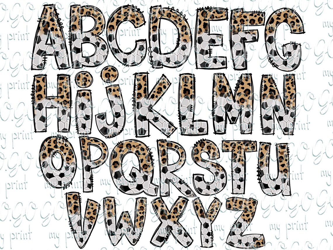 Alphabet Png Files Soccer Football Alphabet Doodle Letters Png ...
