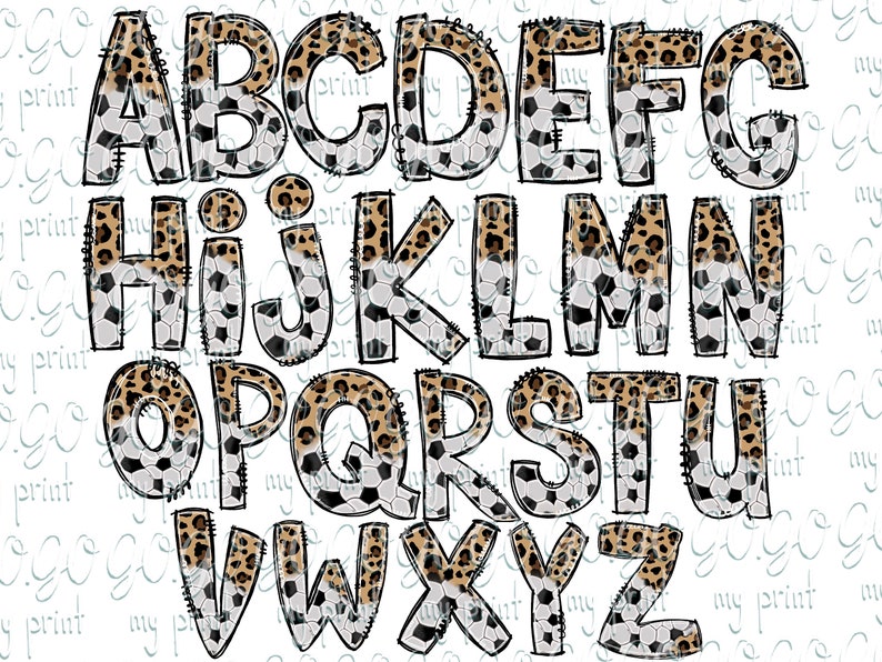 Alphabet Png Files Soccer Football Alphabet Doodle Letters Png ...