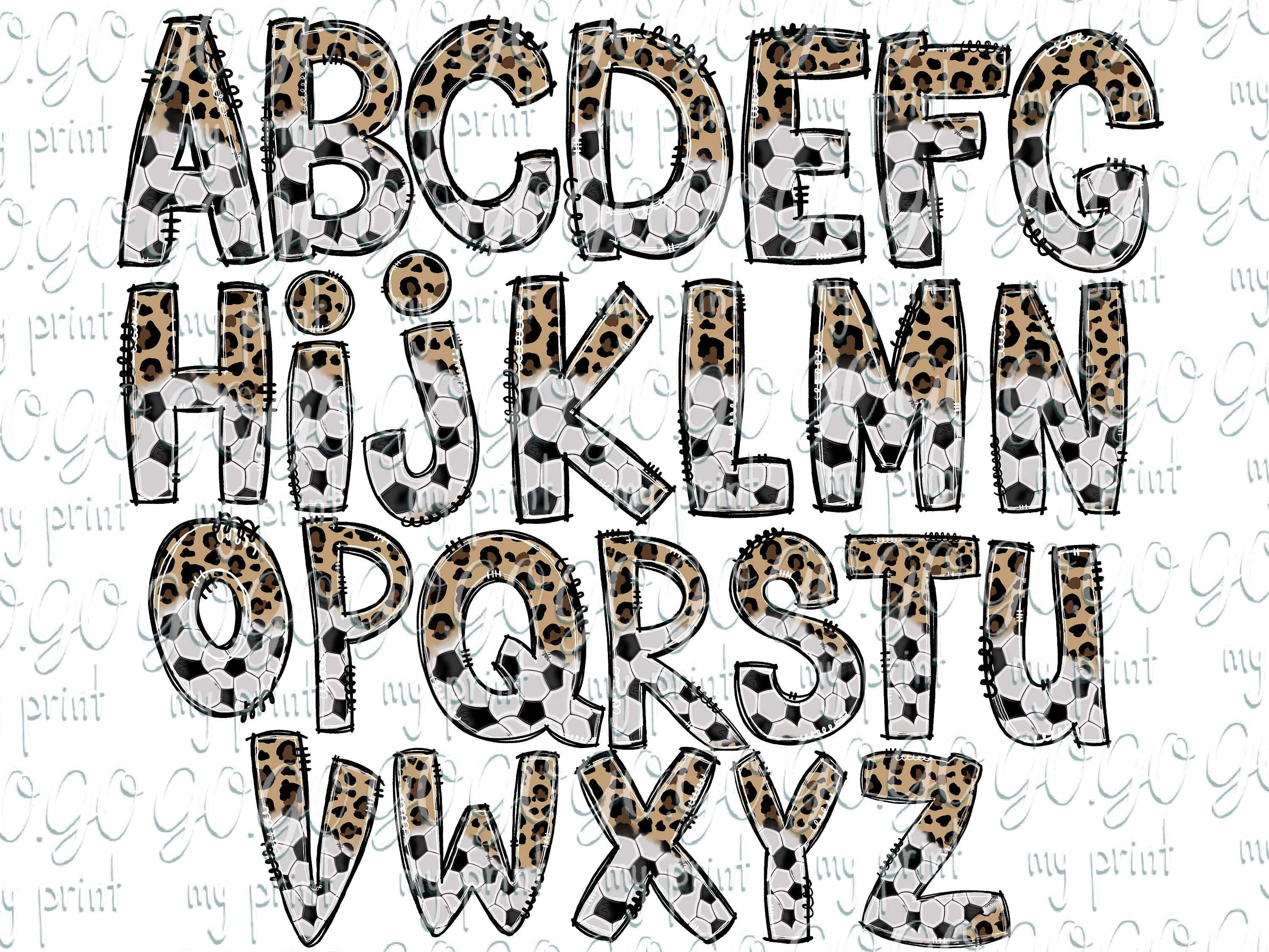 Alphabet Png Files Soccer Football Alphabet Doodle Letters Png ...