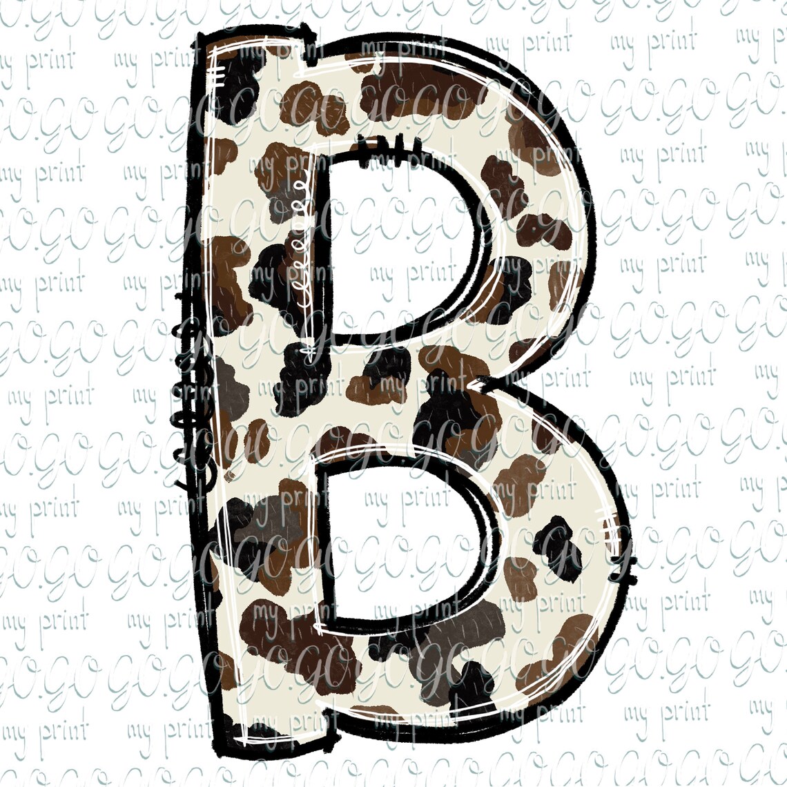 Alphabet Png Files Western Font Bundle Rustic Cow Animal Print - Etsy