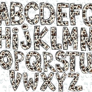 Alphabet Png Files Western Font Bundle Rustic Cow Animal Print Hand ...