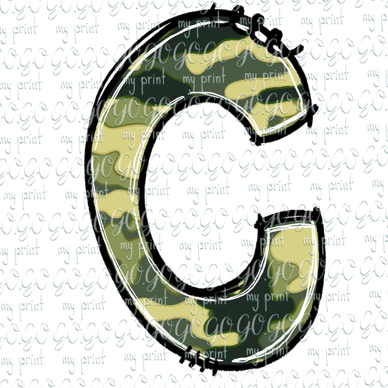 Alphabet Png Files Camo Letters Camouflage Alphabet Doodle - Etsy