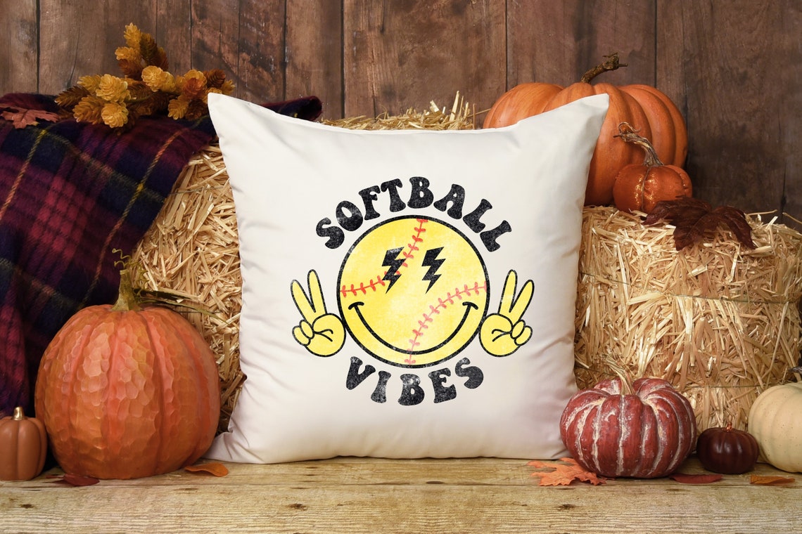 Sport Png Softball Vibes Smiley Png Retro Softball Sublimation Designs ...