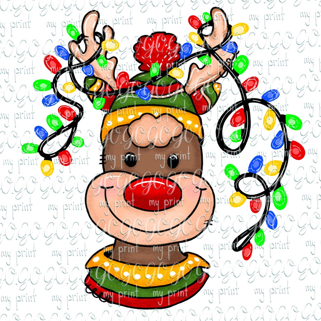Christmas Png Files Reindeer Boy Hand Drawn Christmas Png Lights ...