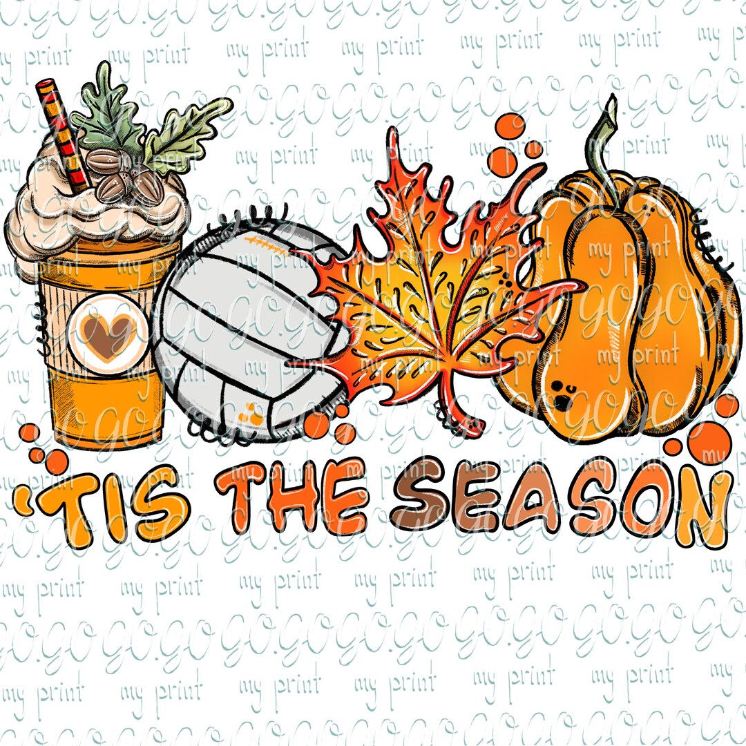 Halloween Png Tis the Season Png Volleyball Latte Leaves Retro Pumpkin ...