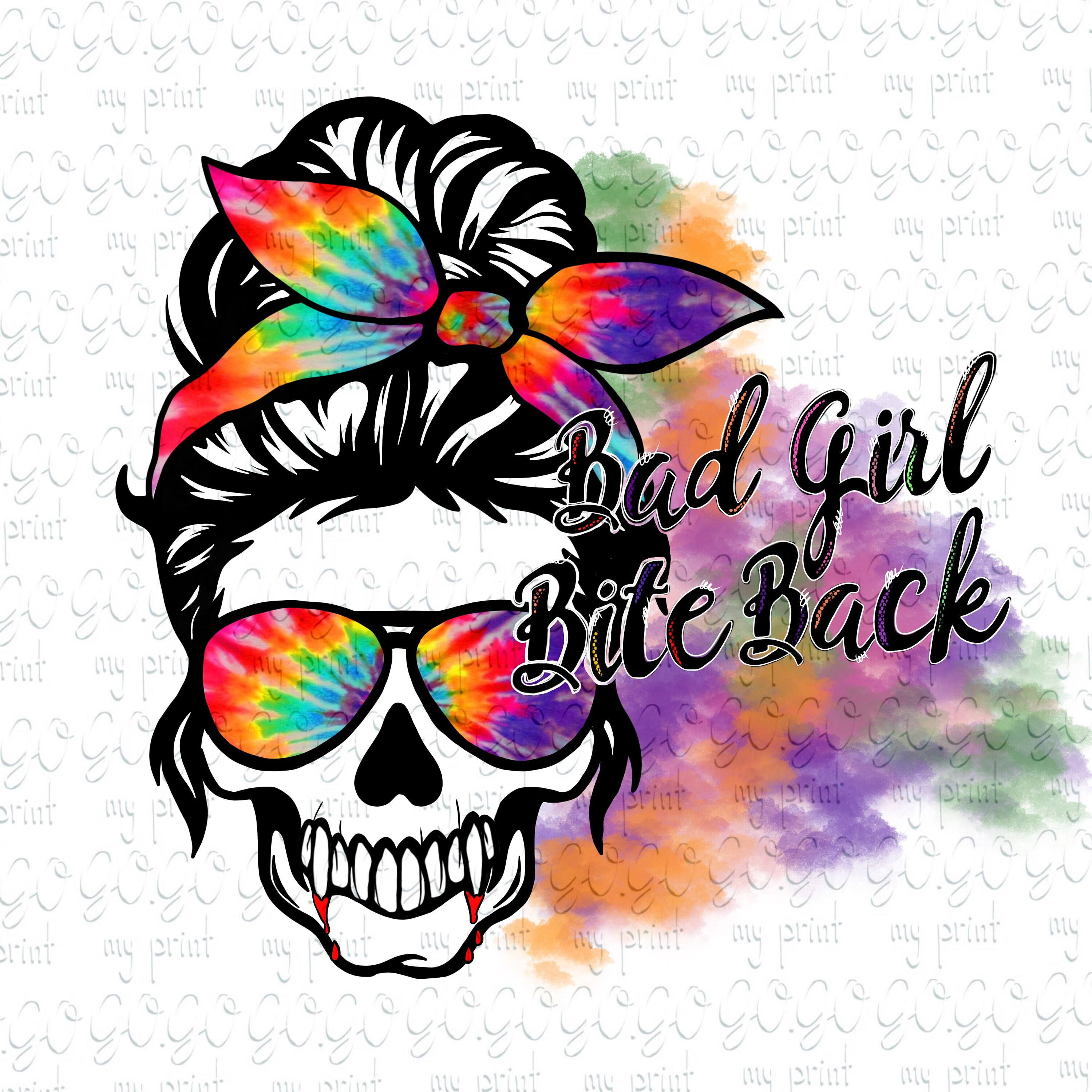 Bad Girl Bite Back Messy Bun Png Halloween Tie Dye Png Mom - Etsy
