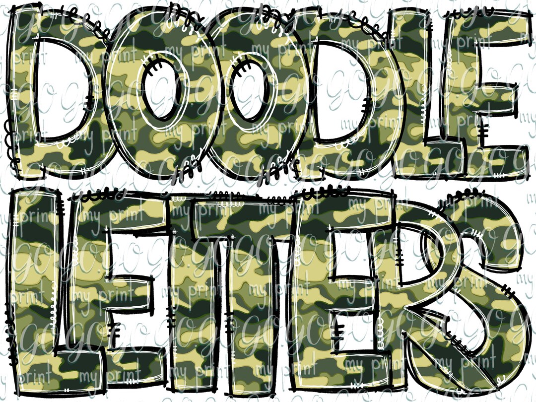 Alphabet Png Files Camo Letters Camouflage Alphabet Doodle Letters Hand ...