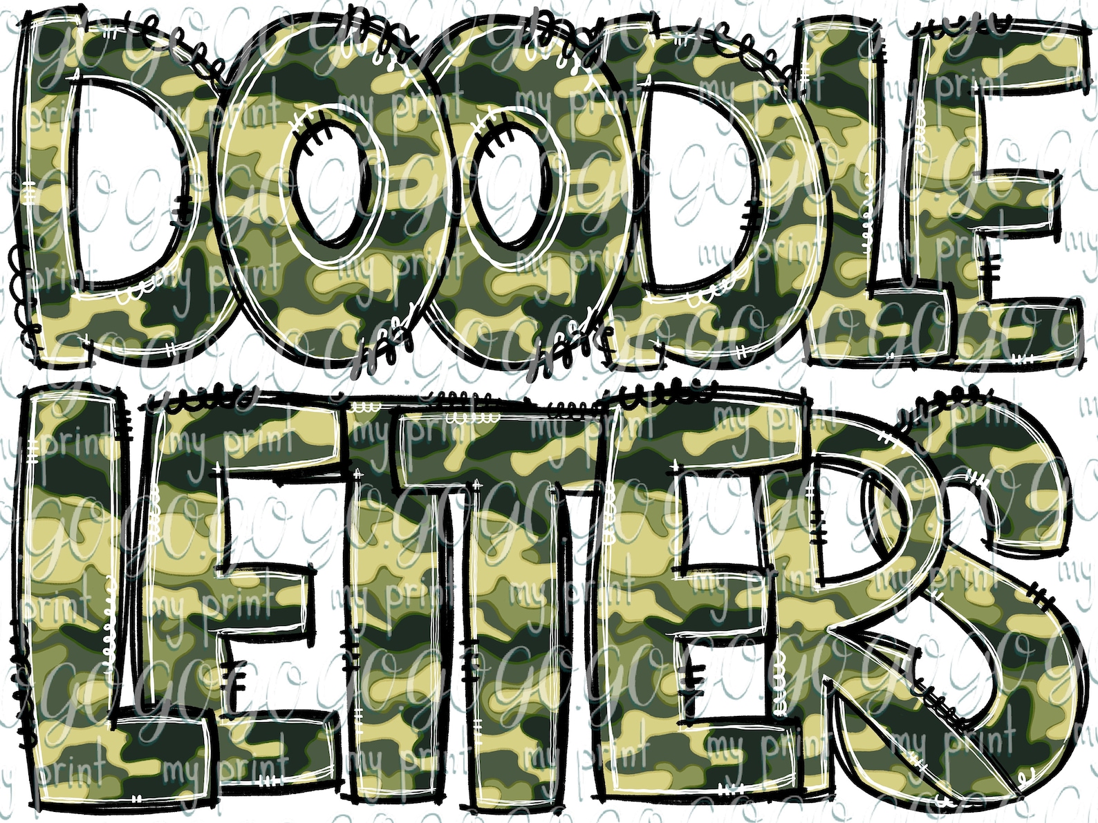 Alphabet Png Files Camo Letters Camouflage Alphabet Doodle - Etsy