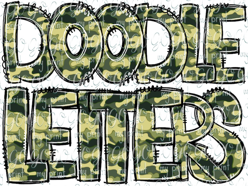 Alphabet Png Files Camo Letters Camouflage Alphabet Doodle - Etsy