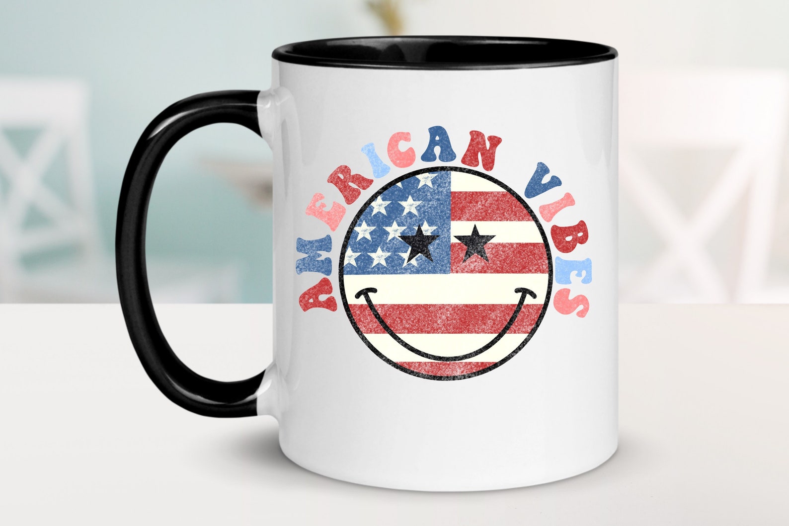 Fourth of July Png American Vibes Retro Star American Flag Smiley Face ...