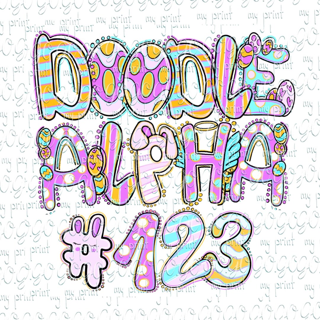 Alphabet Png Files Easter Doodle Letters and Numbers Png Animal Print ...