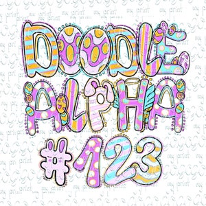 Alphabet Png Files Easter Doodle Letters and Numbers Png Animal Print ...