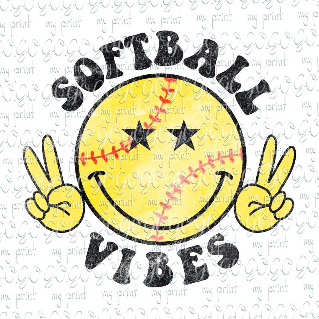 Sport Png Softball Vibes Smiley Png Retro Softball Sublimation Designs ...