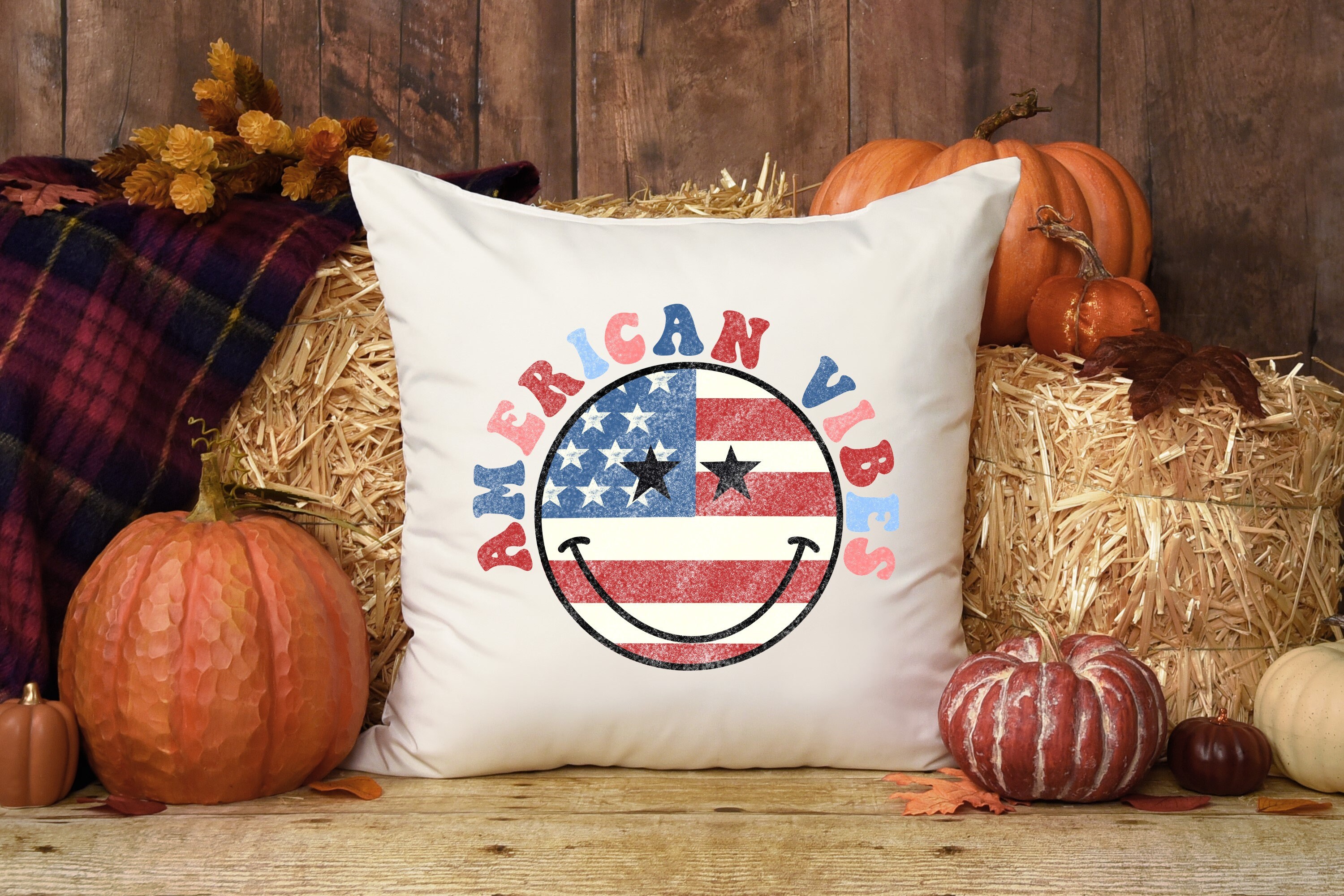 Fourth of July Png American Vibes Retro Star American Flag Smiley Face ...