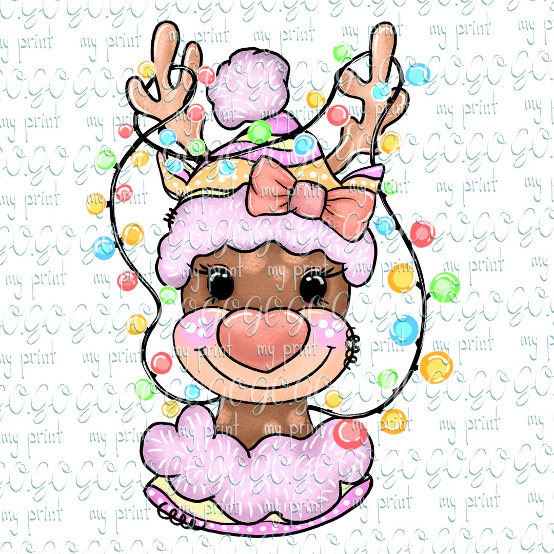 Christmas Png Files Reindeer Girl Christmas Lights Sublimation Design ...
