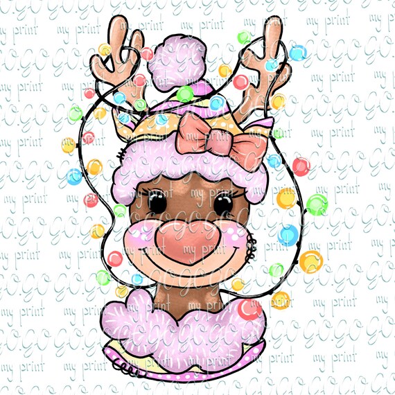 Christmas Png Files Reindeer Girl Christmas Lights Sublimation - Etsy