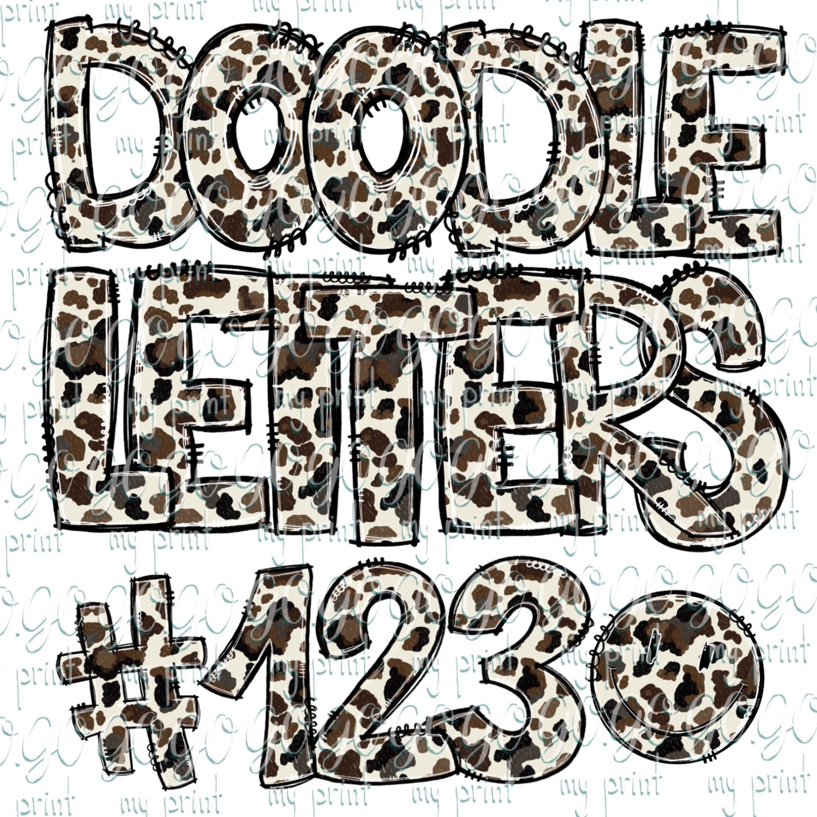 Alphabet Png Files Western Font Bundle Rustic Cow Animal Print - Etsy