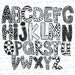 Alphabet Png Files Black White Pattern Doodle Letters Png Bundle ...