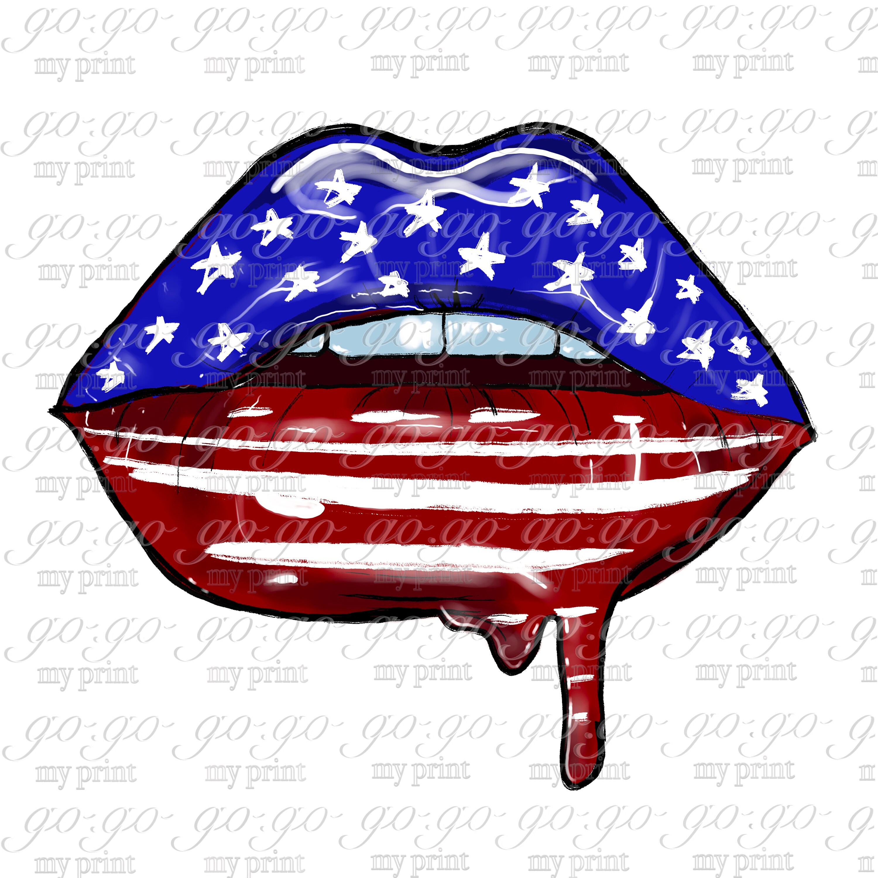 Fourth of July Png Patriotic Dripping Lips Png 4th of July - Etsy