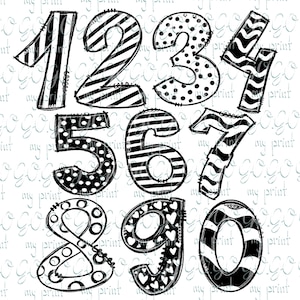 Alphabet Png Files Black White Pattern Doodle Letters Png Bundle ...