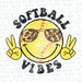 Sport Png Softball Vibes Smiley Png Retro Softball Sublimation Designs ...
