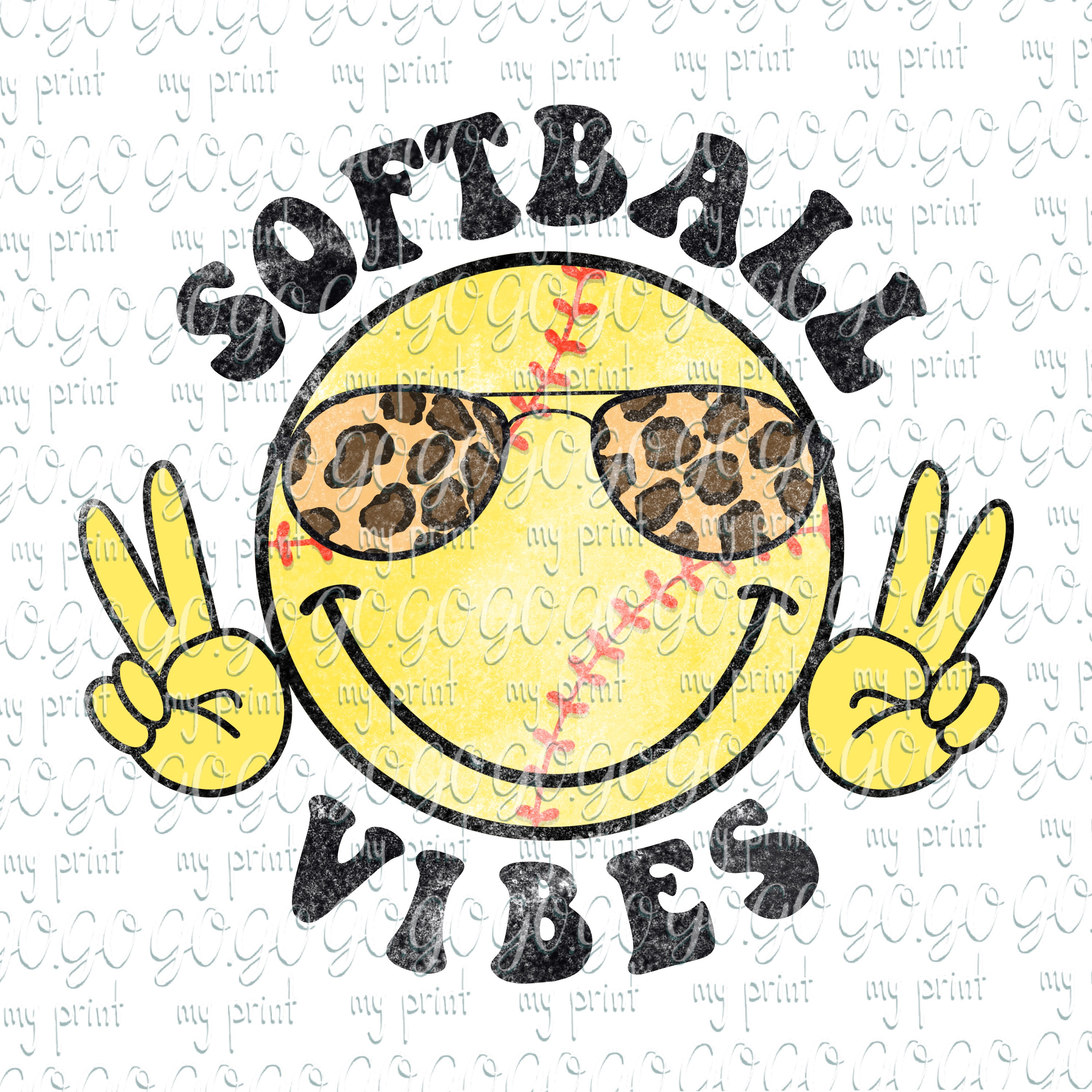 Sport Png Softball Vibes Smiley Png Retro Softball Sublimation Designs ...