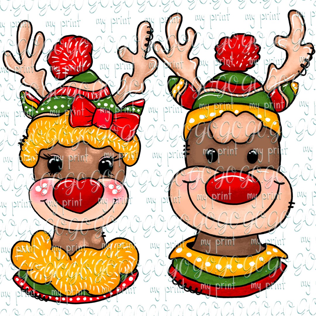 Christmas Png Files Reindeer Girl and Boy Christmas Sublimation Design ...
