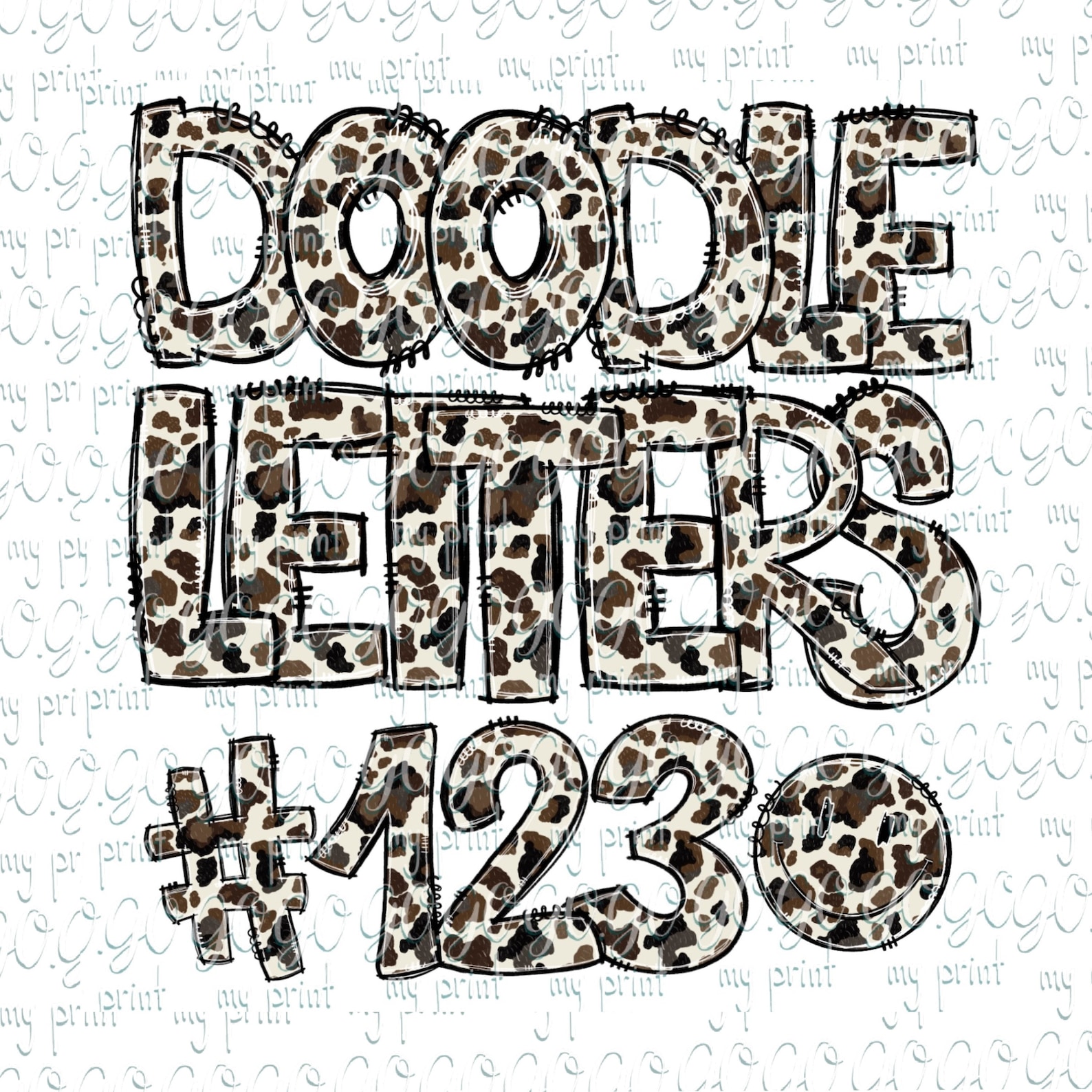 Alphabet Png Files Western Font Bundle Rustic Cow Animal Print - Etsy