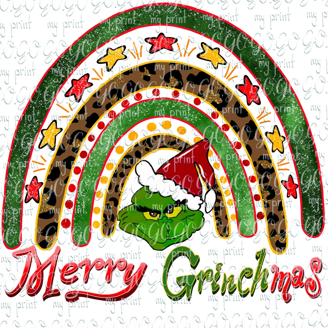 Christmas Png Files Rainbow Png Mean Green One Merry Grinchmas - Etsy