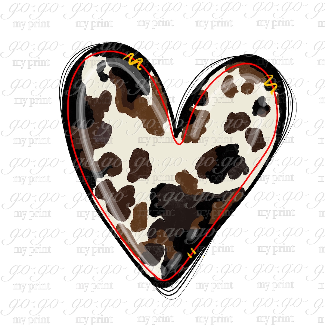 Valentines Day Png Western Cow Heart Png Sublimation Cowhide Png ...