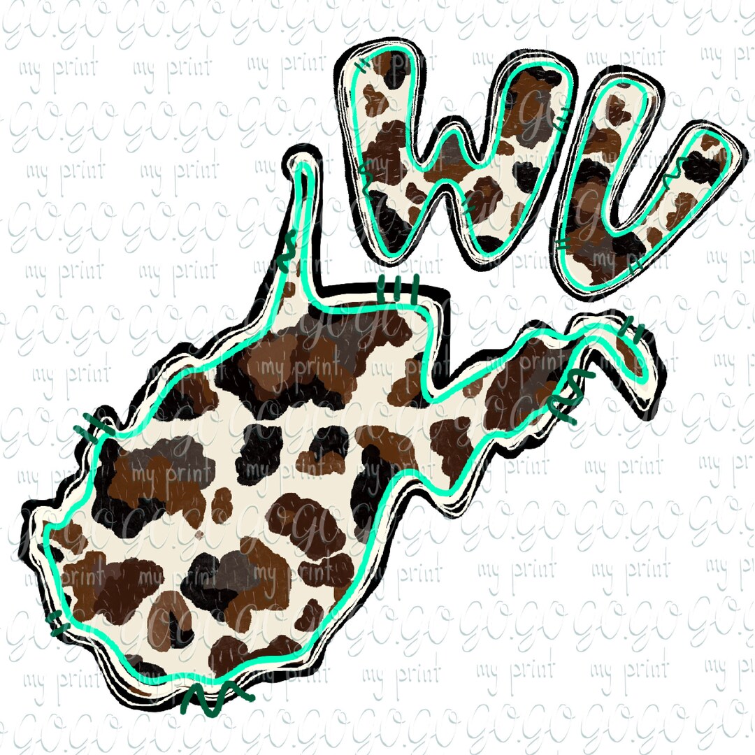 WV West Virginia Png Western Cow Sublimation Print Usa States Png ...