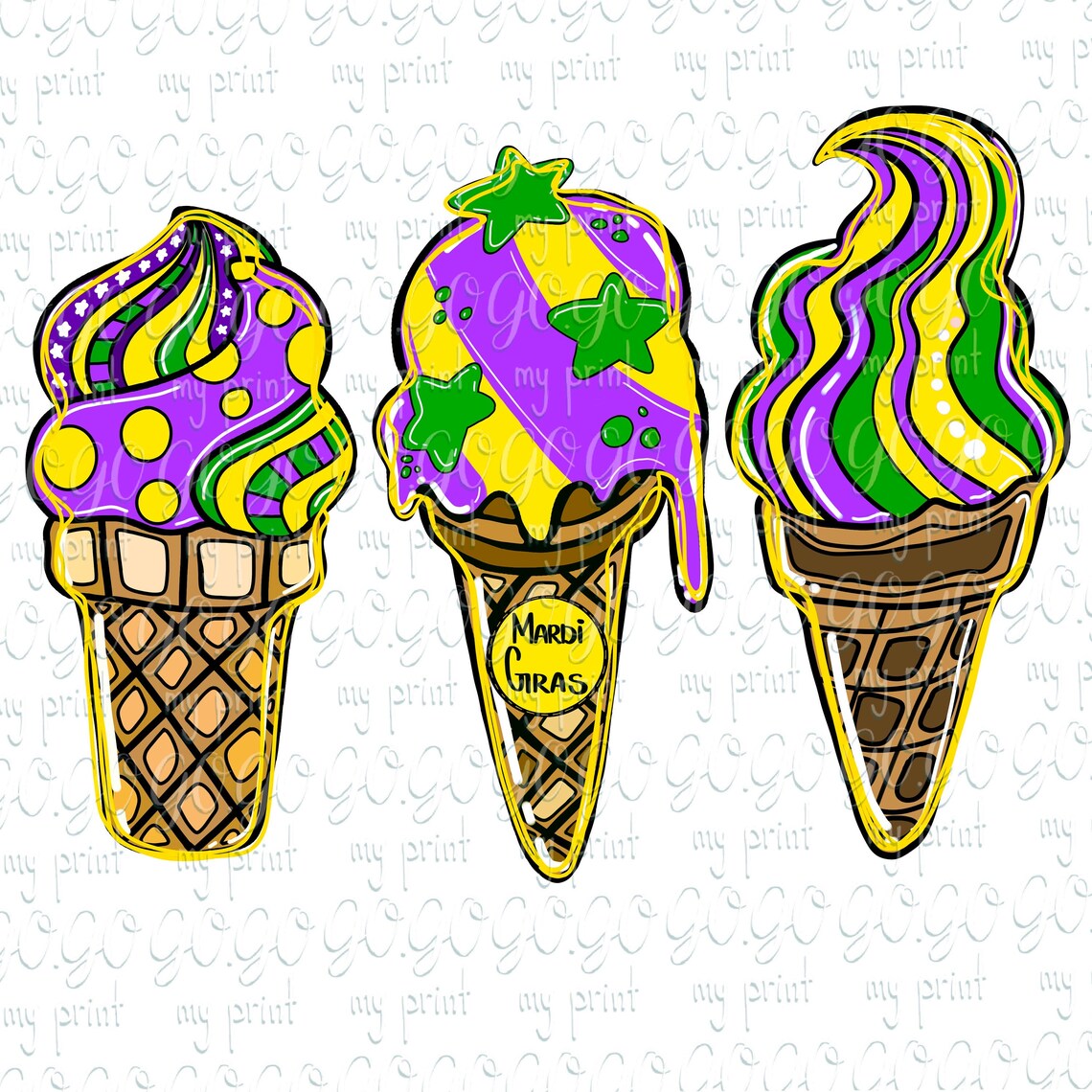 Mardi Gras Png Ice Cream Fat Tuesday Happy Mardi Gras - Etsy