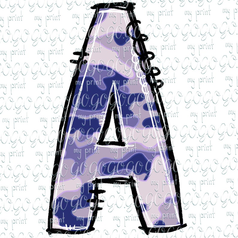 Alphabet Png Files Blue Camo Letters Camouflage Alphabet - Etsy